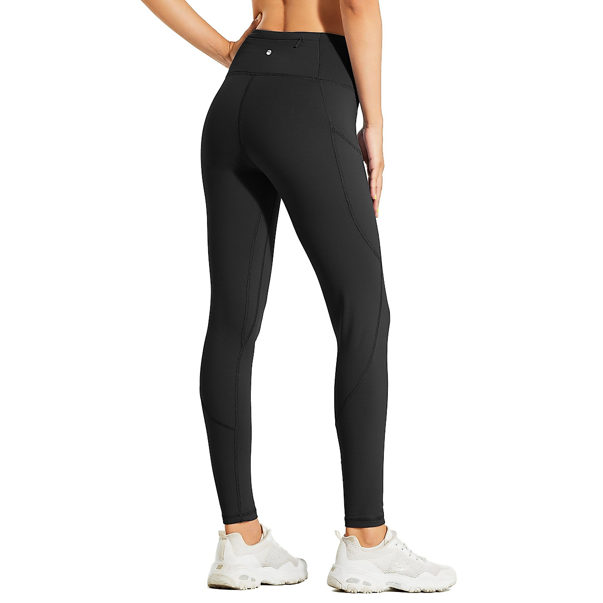 Willit Women's Fleece Lined Leggings Water Resistant Winter Pants Thermal High Waisted Yoga Hiking Running Tights Pockets Black L