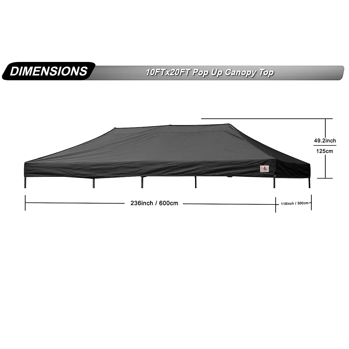 ABCCANOPY Replacement Canopy Top for Pop Up Canopy Tent (10x20, Black)