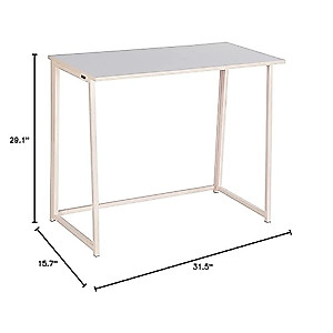 Urban Shop Folding Computer Desk-No Tools Assembly, White/Pink