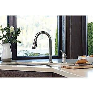 Pacific Bay Grandview Pull-Down Kitchen Sink Faucet with Soap Dispenser (Brushed Satin Nickel)