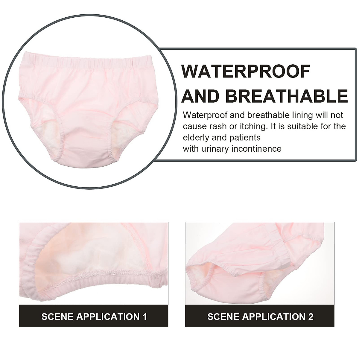 Healifty Adult Diapers Cotton Underwear Leak Diapers Adult Cloth Diaper Cover Active Waterproof Leakproof Pants for Adults Elderly Pink L