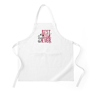 CafePress Snoopy Best Mom Ever Apron (Dark) Kitchen Apron with Pockets, Grilling Apron, Baking Apron