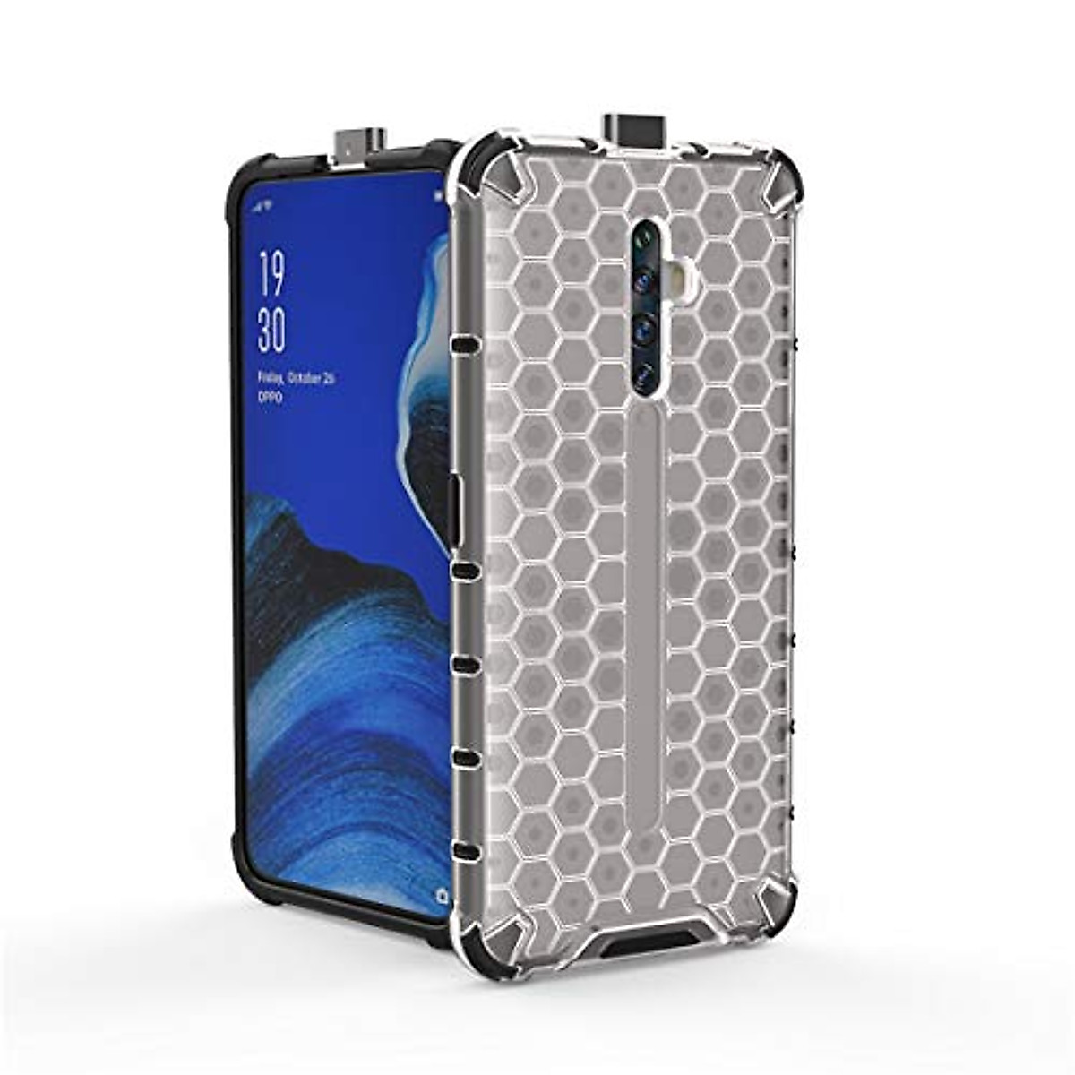 Oppo case for Oppo Reno2 Z Shockproof Honeycomb PC + TPU Case(Blue) (Color : Green)