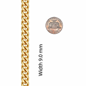 LIFETIME JEWELRY 9mm Miami Curb Cuban Link Chain Bracelet 24k Real Gold Plated (Gold, 8 inches)