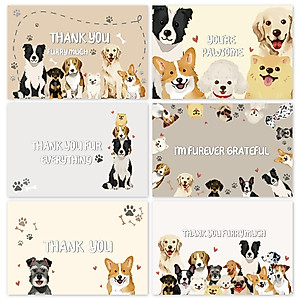 Whaline 48 Pack Cute Dog Thank You Cards Cartoon Greeting Cards with Envelopes & Stickers Blank Note Cards for Baby Shower Birthday Party Invitation Supplies