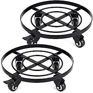 Patio Plant Trivet with Wheels | Outdoor Plant Stand with Wheels | Rolling Plant Stand with Casters Heavy Duty (44lbs Capacity) | Plant Dolly with Wheels | Modern Plant Stand Caddy (Set 2)