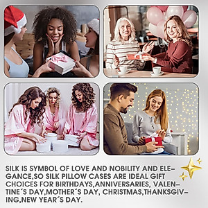 Buryeah 4 Pcs Satin Pillowcase for Hair and Skin with Elastic Band Soft Cooling Satin Pillowcases Queen Size(Dark Gray)