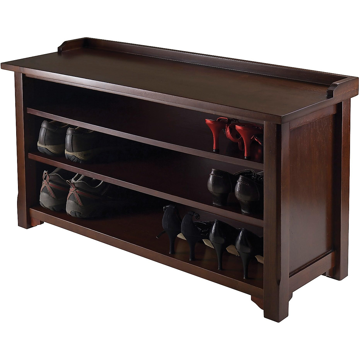 Winsome Dayton Storage Hall Bench With Shelves, Antique Walnut (94841)