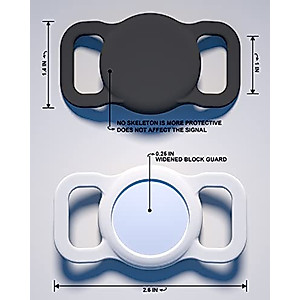 2 Pack Airtag Dog Collar Holder for Apple Tag, Air Tag Dog Collar Siulicone, Airtag Cat Collar, Anti-Lost Air Tag Case Holder Compatible with Cat Dog Collars Charms & Pets Accessories (Black&White)