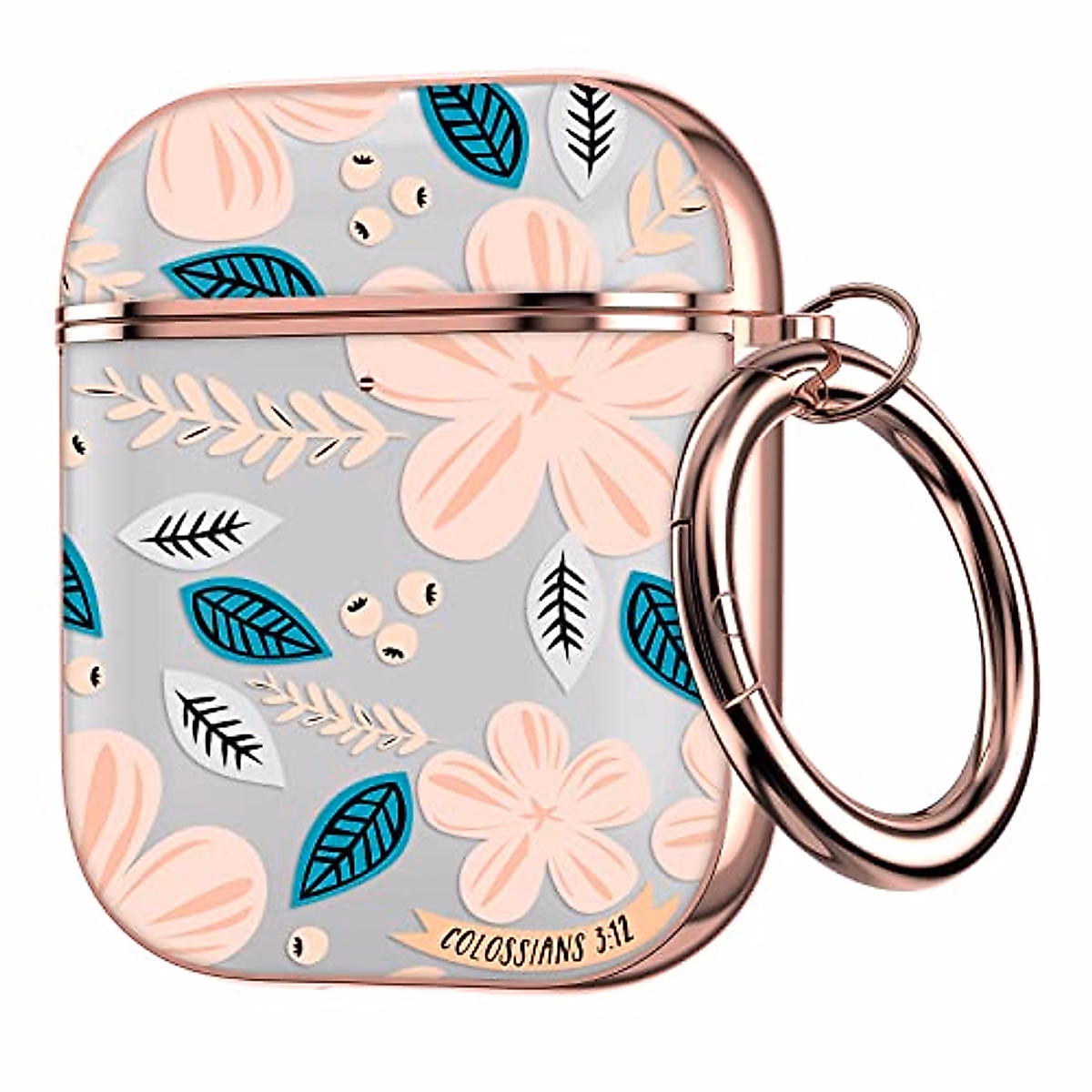 Youskin Airpod 1st&2nd Generation Case Flower Cute,AirPod 1&2 Case, Rose Golden Plating Airpods 2&1 Case for Men Women with Keychain，Shockproof Protective Case for AirPod 2 & 1,Blue Pink Flower