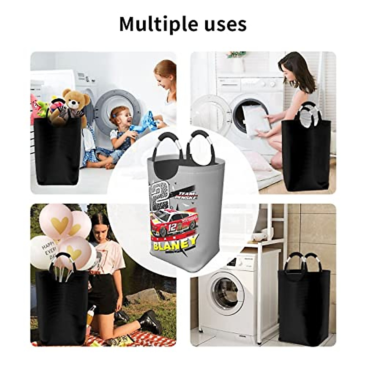 Ryan Blaney 12 Large Laundry Basket Laundry Hamper Bag Washing Bin Clothes Bag Collapsible Tall with Handles Waterproof Bathroom College Essentials Storage for College Dorm, Family