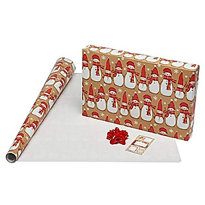 American Greetings Christmas Wrapping Paper Kit - 4 Traditional Rolls with Gridlines, 7 Bows and 30 Gift Tags (41-Count, 120 sq. ft.)