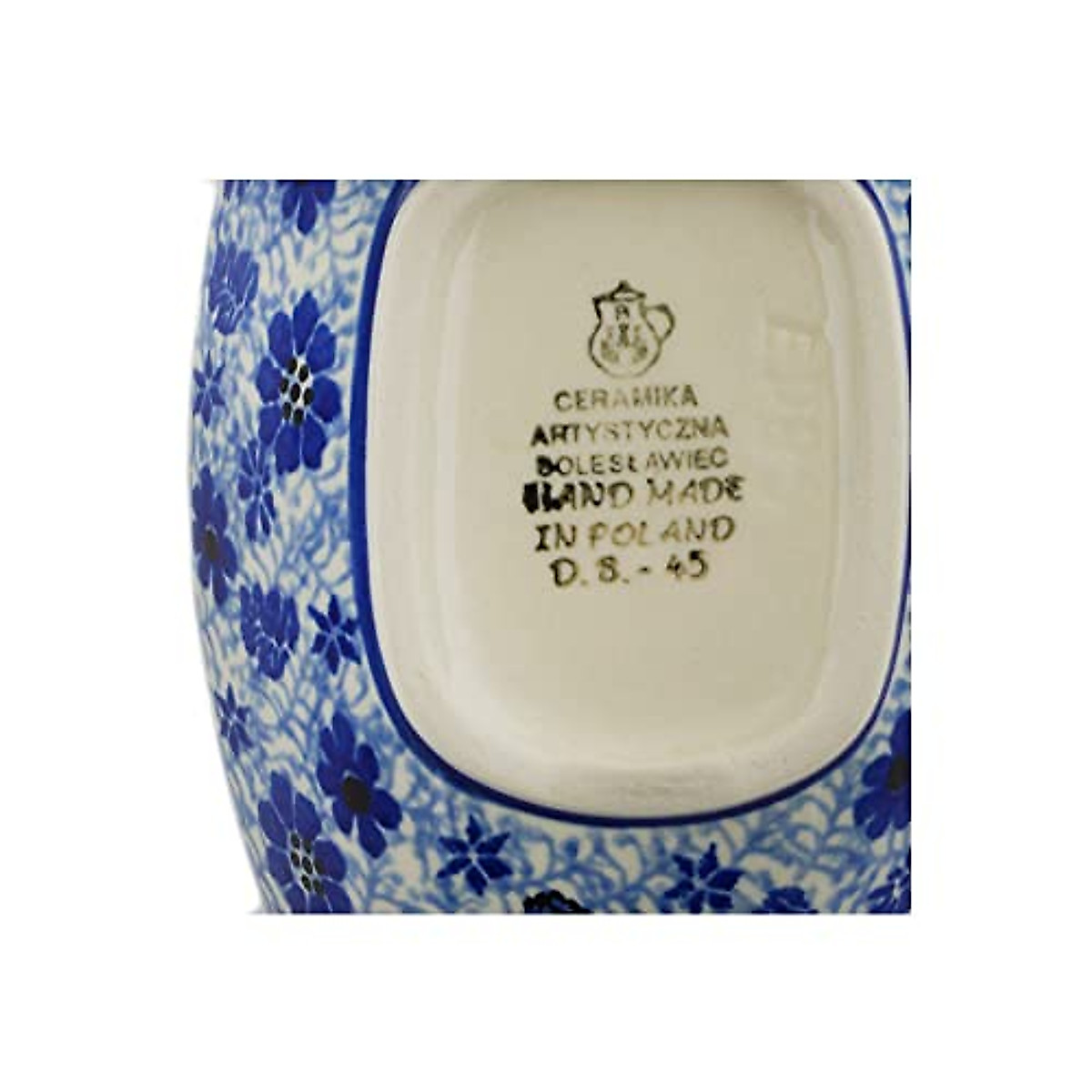 Authentic Polish Pottery 6¾-inch Oval Bowl made by Ceramika Artystyczna (Misty Dragonfly Theme) + Certificate of Authenticity