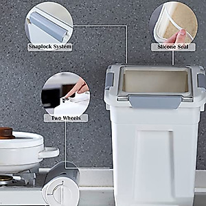 HANAMYA 33 Liter / 50 lbs Rice Storage Container with Measuring Cup, BPA free, For Rice | Grain | Pet Food | Flour, 1 count, White