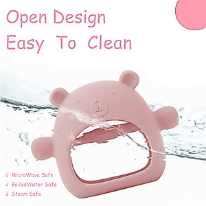 Farowu Silicone Teething Toys for Babies 3-12 Months BPA-Free Baby Chew Toys Anti-Drop Baby Mitten Teether for Soothing Adorable Cute Silicone Baby Teether Toy