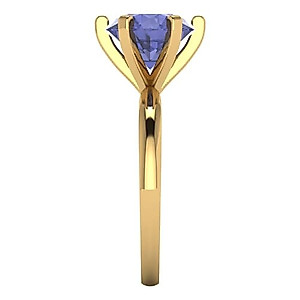 Clara Pucci 3 ct Round Cut Solitaire Simulated Tanzanite Excellent Engagement Bridal Promise Anniversary Ring 18K Yellow Gold Size 7.25