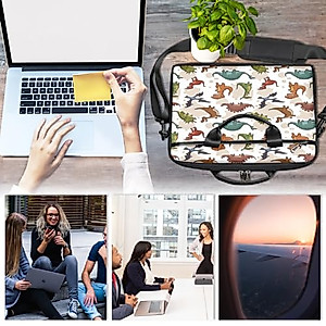 Cute Dinosaurs Design Laptop Computer Bag Waterproof Shoulder Messenger Bag 13-15 inch Durable Laptop Tote Bag with Shoulder Strap Handle Lightweight Crossbody Briefcase