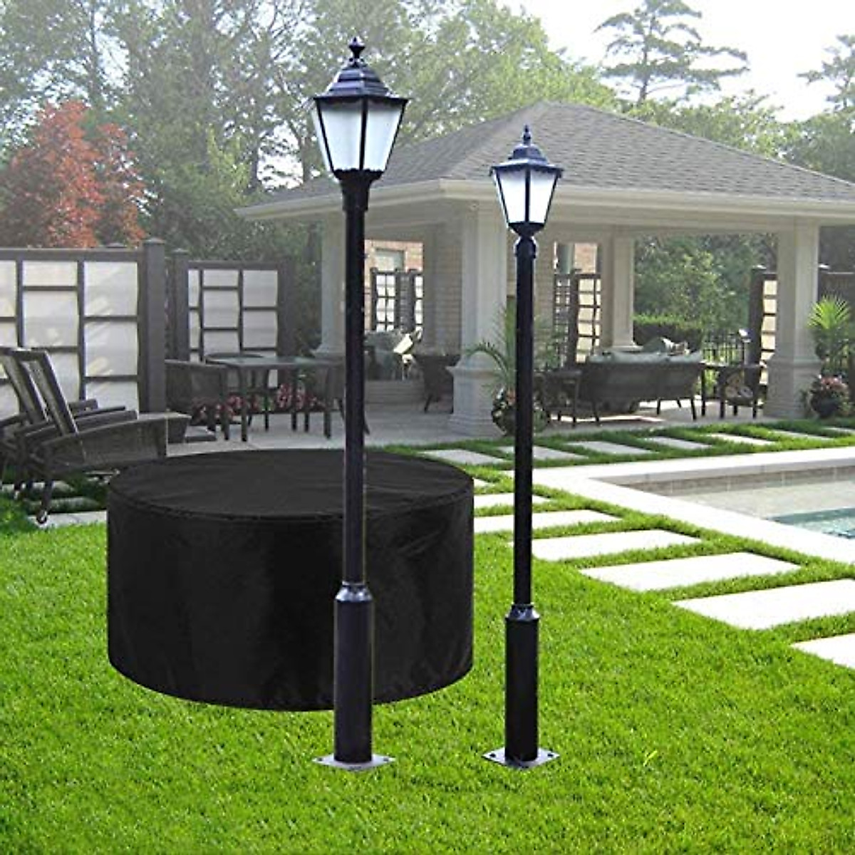 67" DIAx28 H Round Garden Furniture Covers, Round Fire Pit Table Cover, Outdoor Waterproof Dust-Proof Anti-UV Patio Table and Chair Covers