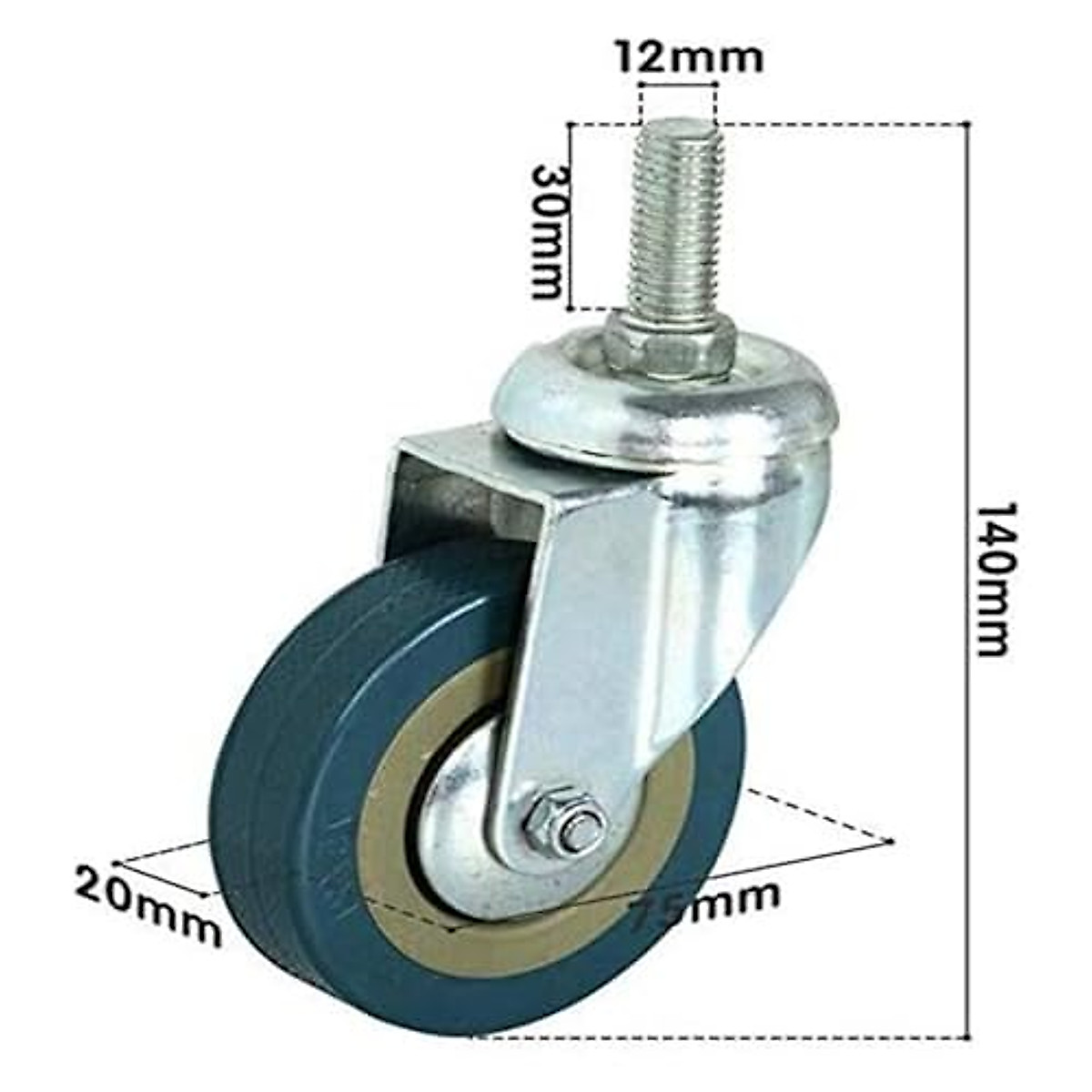 Casters Swivel casters Heavy Duty 4 Pack 75mm Swivel Castor with Brake Trolley Casters Wheels for Furniture Swivel Caster Rollers casters Workbench