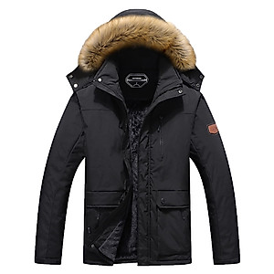 MOERDENG Men's Winter Snow Coat Warm Ski Jacket Waterproof Hooded Work Outerwear