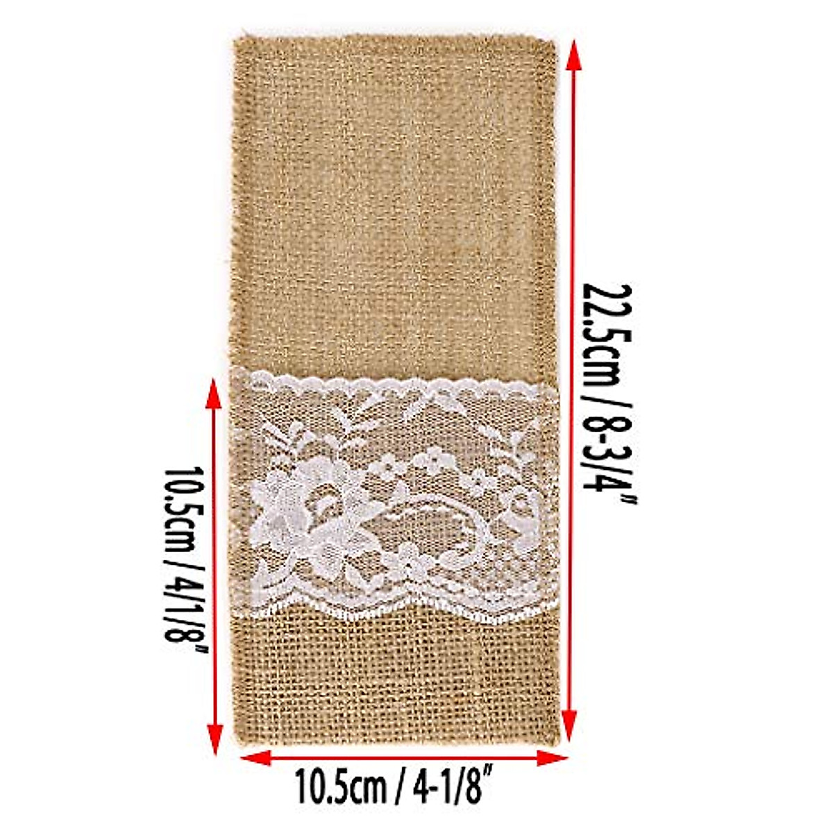 OwnMy Natural Burlap Tableware Utensil Holders Burlap Lace Silverware Holder Linen Knife and Forks Cutlery Pouch Bag for Vintage Rustic Wedding Party (Beige-30 Packs)