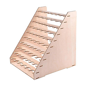 simhoa 65 Holes Craft Paint Epoxy Tool Wooden Organizer Storage Rack Stand Holder, 30x32x35cm