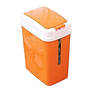 Trash Can Bathroom with Press Lid Creative Kitchen Rectangle Sitting Room Trash Bins Bedroom Waste Container (Orange)