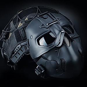 Guayma Airsoft Balaclava Face Mask Military Outdoor Sport CS Tactical Wild Mask Protective Paintball Eye Protection Headgear Adjustable Cosplay Costume Movie Shooting,Black