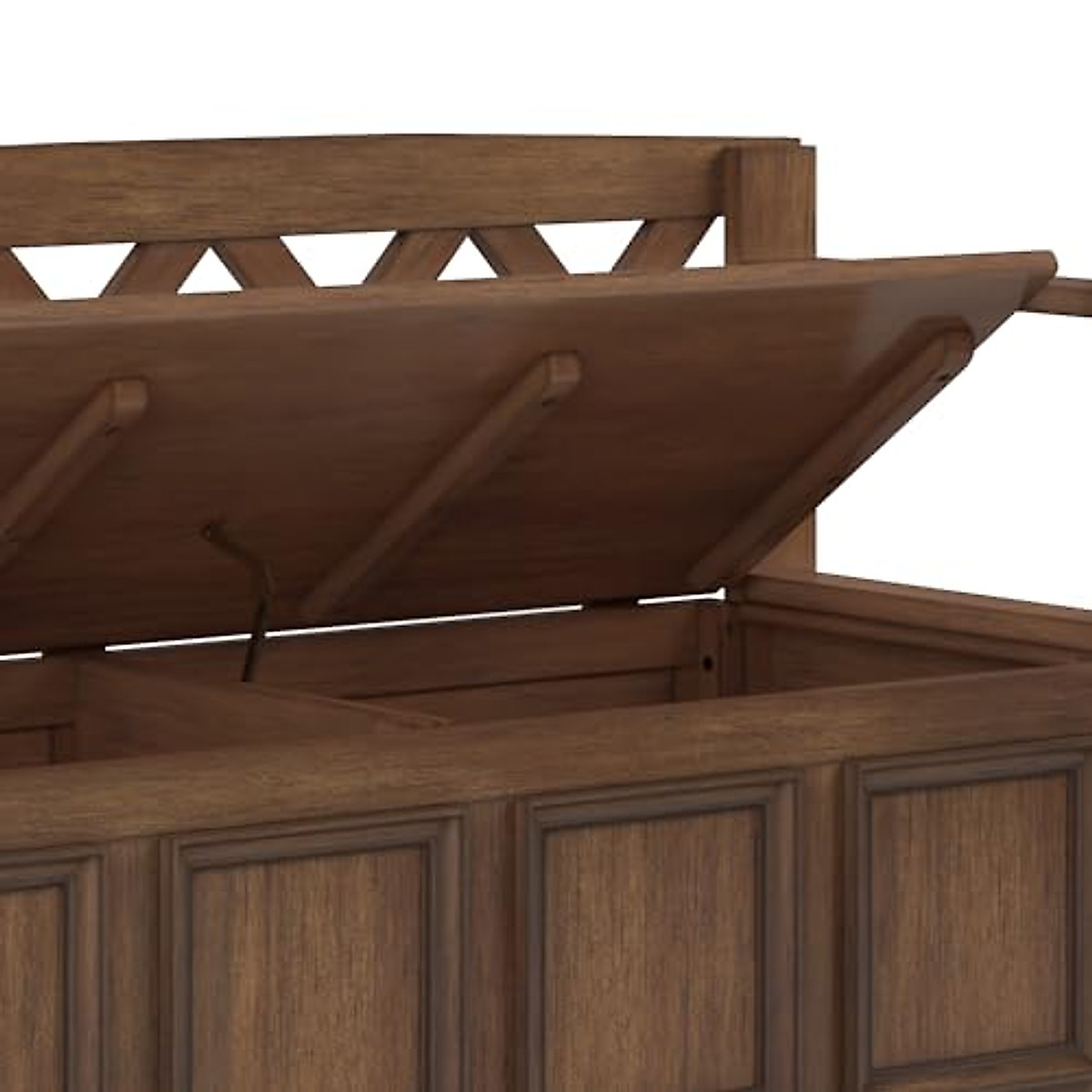 SIMPLIHOME Amherst SOLID WOOD 48 inch Wide Entryway Storage Bench with Safety Hinge, Multifunctional Transitional in Rustic Natural Aged Brown