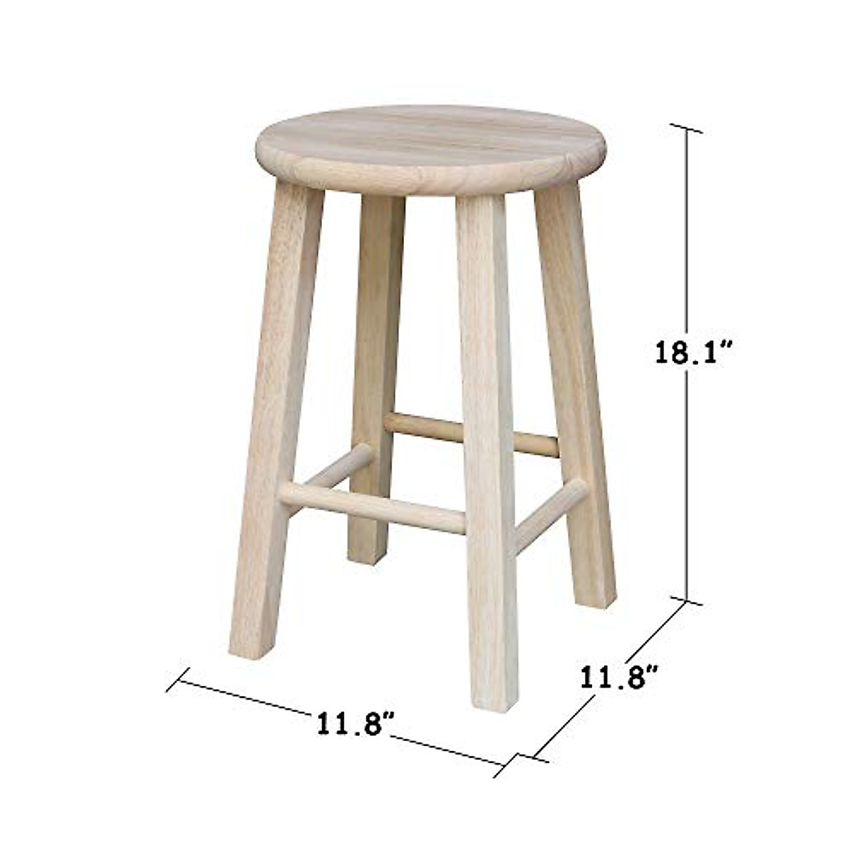 International Concepts 18-Inch Round Top Stool, Unfinished