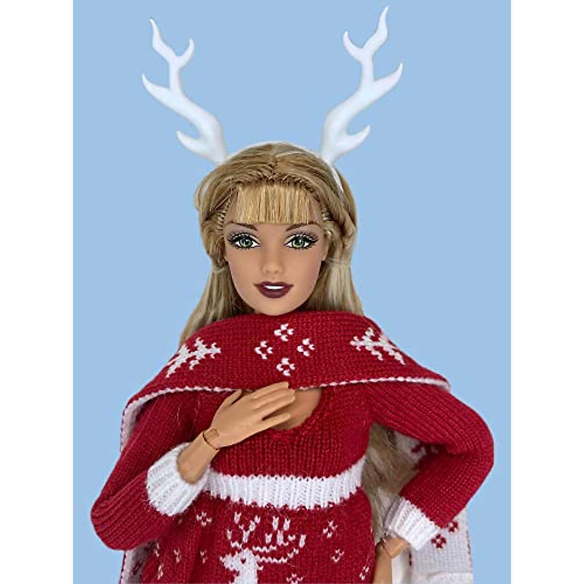 Eledoll 11.5 inch Doll Clothes Lot Deluxe Fashion Pack Holiday Christmas Miss Santa Knitted Deer Outfit with White Boots