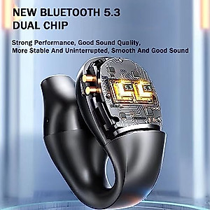 Ear Clips Open Ear Earbuds Bone Condution Headphones, Ear Clips Ear Buds Bone Conduction Earbuds 24Hrs Playtime With LED Charging Case, Clip on Earbuds with Earhooks for Sports Workout Running Cycling