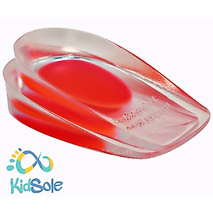 2 Pack - KidSole Shock Absorbing Lightweight Gel Heel Cups for Kid's with Sensitive Heels, Heel Spurs, Plantar Fasciitis, or Ankle Pain (Pink) (Red) (Pink Kids Size 2-6) (Pink Kids Size 2-6)