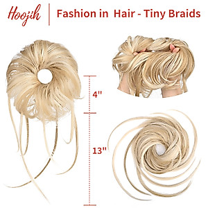 HOOJIH Messy Bun Hair Piece, Super Long Tousled Updo Hair Bun Extensions Wavy Hair Wrap Ponytail Hairpieces Hair Scrunchies with Elastic Hair Band for Women HB007 Grace - Blonde Mixed