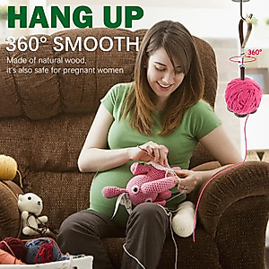 Wrist Yarn Holder, Portable Wrist Yarn Ball Minder Stand with Crossbody Strap Wooden Twizzling Yarn Organizer Storage Knitting Supplies Crocheting Gift for Craft Lover (Solid Wood)