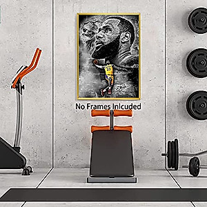 Lebron James Posters Wall Art Print,Crowned King Lebron James Sports Decor,Black Inspirational Poster Wall Art Canvas for Living Gym Office Home Room Decorate Room Home Decor ,Gift.Set of 1(Unframed,16”X24”inches）.