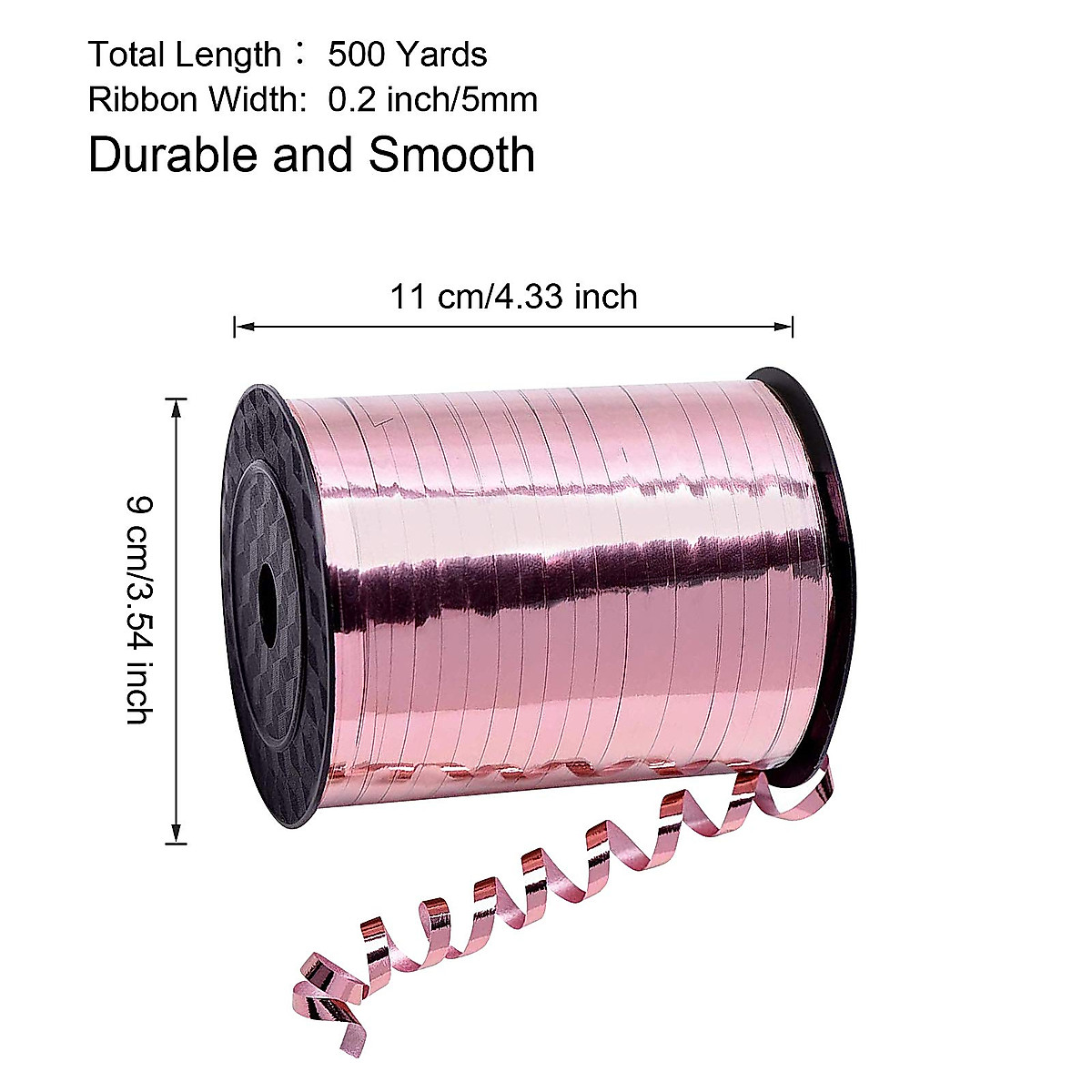 500 Yards Metallic Curling Ribbon Rose Gold Balloon Ribbons Crimped Ribbon Roll Balloon String for Parties, Festival, Florist, Crafts and Gift Wrapping, 5mm Width