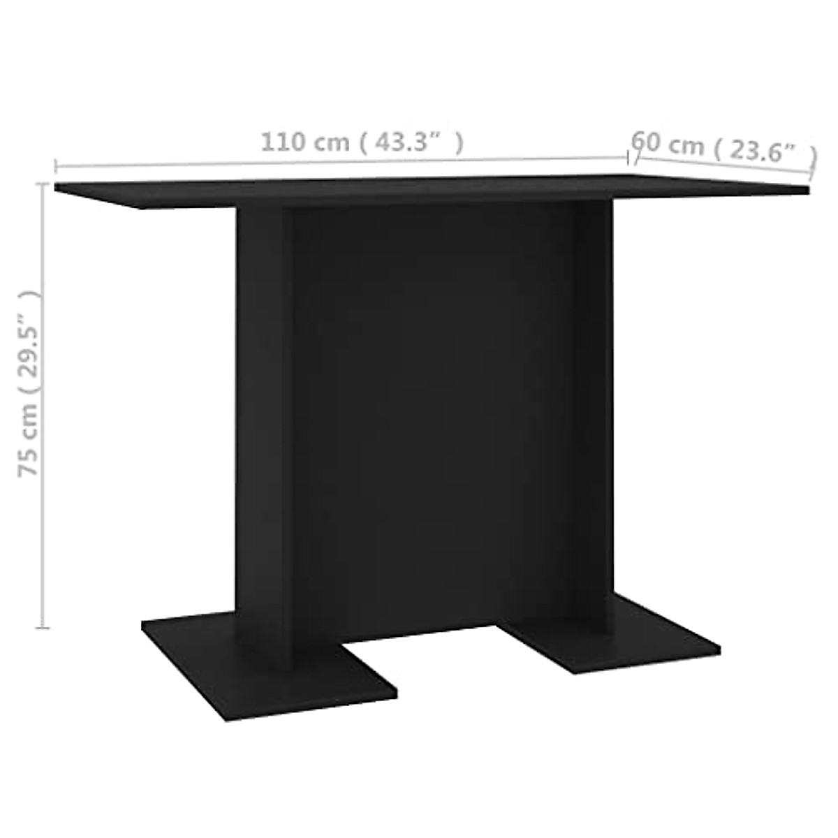 Modern Dining Table,Kitchen Table,Dinner Table Dining Room Home Furniture,Dining Table Black 43.3"x23.6"x29.5" Engineered Wood