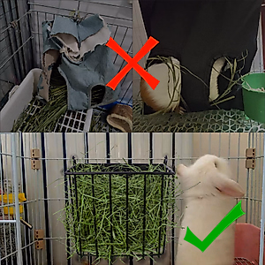 2PCS Rabbit Hay Feeder with Heavy-Duty Metal Frame Hay Holder，for Bunny, Guinea Pigs,Chinchillas-6.9x4.7x6.6 inch……