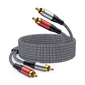 Larxavn RCA Cables 15 ft, RCA Audio Cable [Hi-Fi Sound, Nylon Braided, Shielded] RCA to RCA Audio Cable for Home Theater, HDTV, Amplifiers, Hi-Fi Systems, Speakers