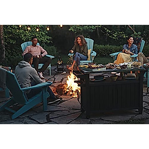 Keter Unity XL Portable Outdoor Table and Storage Cabinet with Hooks for Grill Accessories-Stainless Steel Top for Patio Kitchen Island or Bar Cart, Dark Grey