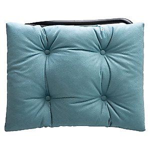 HollyHOME Modern Fabric Lazy Chair and Folding Footrest Stool, Accent Contemporary Lounge Chair and Portable Ottoman, Steel Frame Leisure Sofa Chair and Metal Cotton Anti-Slip Footstool, Blue