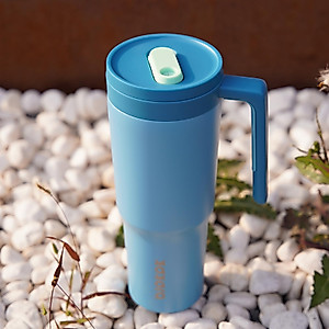 BJPKPK 40oz Tumbler With Handle And Fruit Infuser Insulated Tumblers With Lid And Straw Stainless Steel Travel Coffee Thermal Cup,Blue