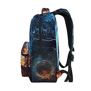 ZOEO Basketball on Snow and Fire Kids Large Backpack School Student Personalized Bookbag for Boys Girls Daypack Travel Laptop Bags with Pockets