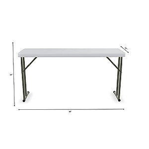 PRO&Family White Rectangle Adjustable Desk Seminar Folding Table Conference Conference Table Plastic Table Banquet Tables Skinny Folding Table (5, 18" x 60")