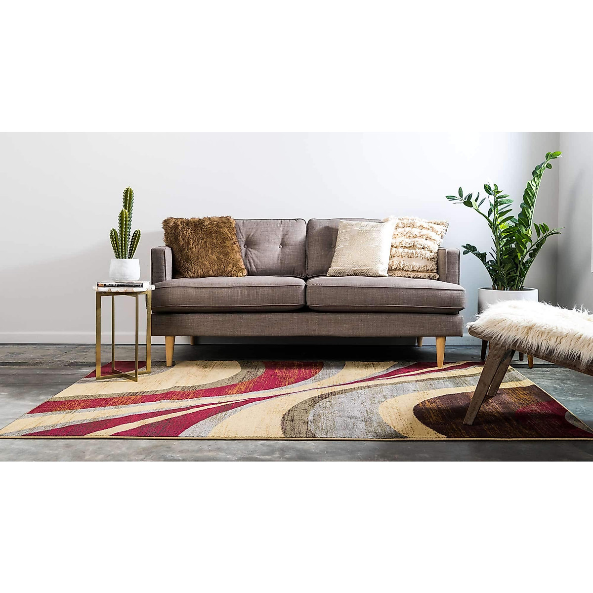 Unique Loom Barista Collection Area Rug - Ngada (5' 3" x 8' Rectangle, Beige/ Red)