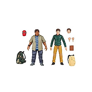 Spider-Man Marvel Legends Series 60th Anniversary Peter Parker and Ned Leeds MCU 6-inch Action Figures, 7 Accessories (pack of 2)