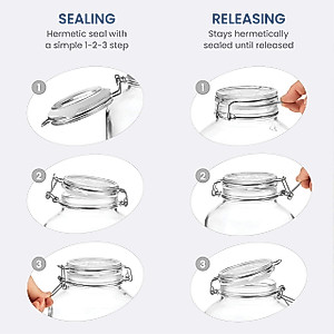 Bormioli Rocco - Food Storage Container - Glass Fido Jars - Hermetic Sealed Hinged Airtight Lid for Fermenting, With Paksh Chalkboard Labels 25 1/4 Ounce (.75 Liter)