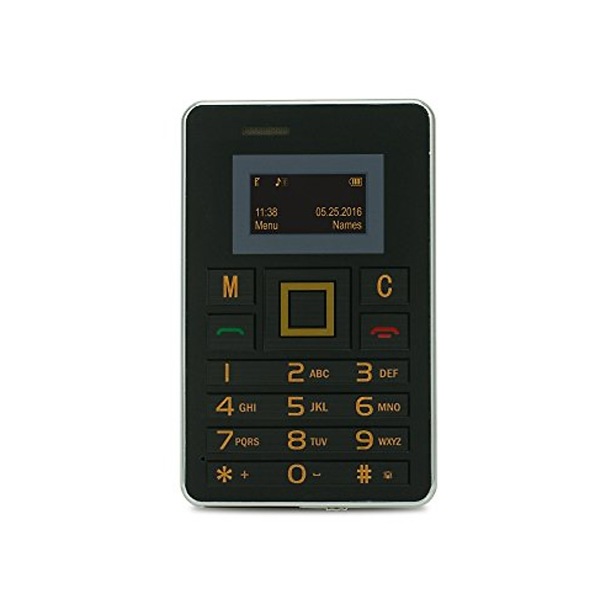 Slide Wallet Size Unlocked Mini Cell Phone Worldwide 2G GSM Service, Black/Silver