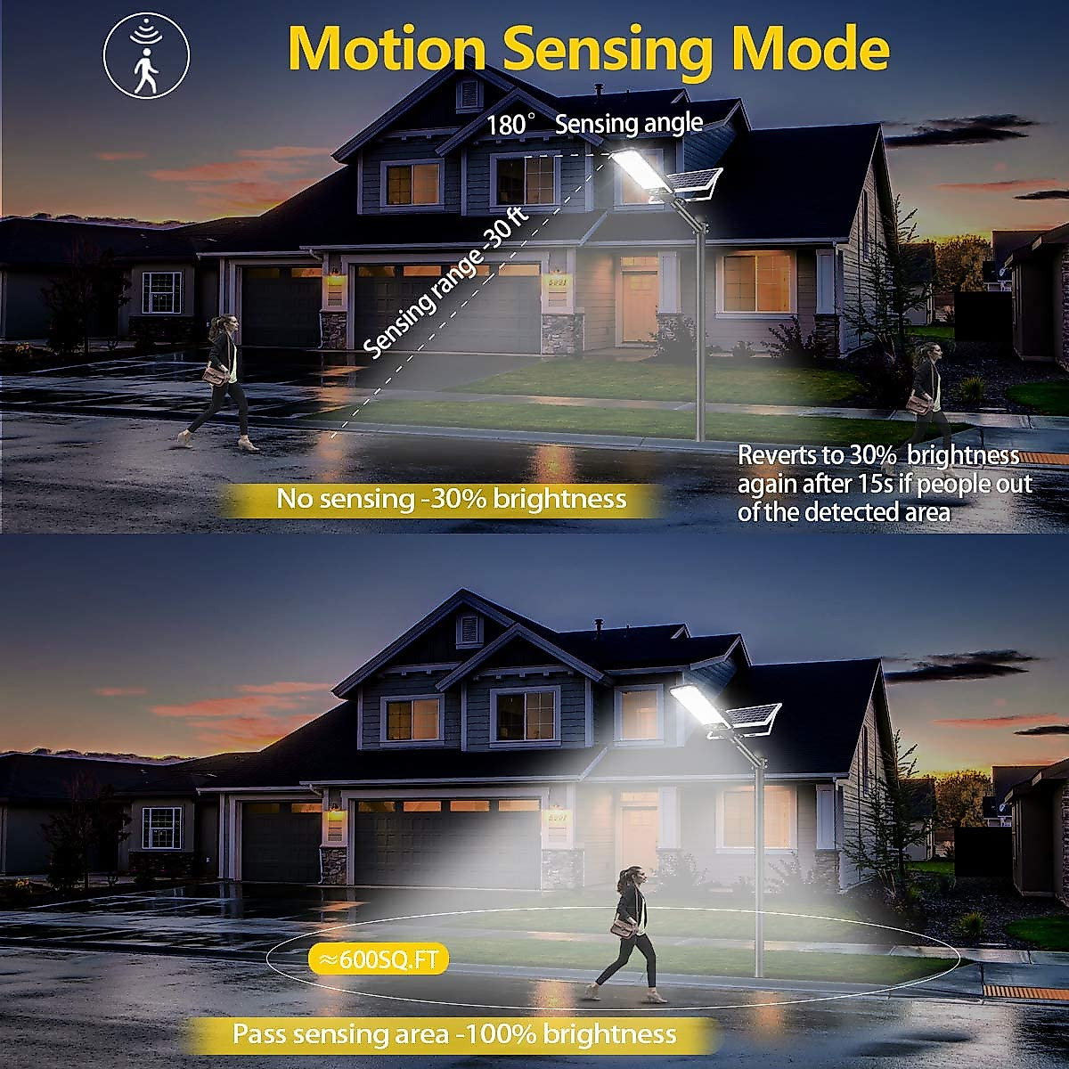 100W Solar Street Lights Outdoor, LED Street Lights Solar Powered Dusk to Dawn, Waterproof Solar Security Flood Light with Motion Sensor And Remote Control for Parking Lot Patio Backyard Garden Yard